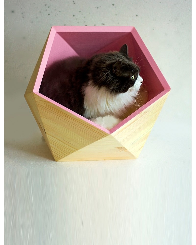 Niche design pour chat - GEOBED Bois de bouleau - Gamme CATISSA